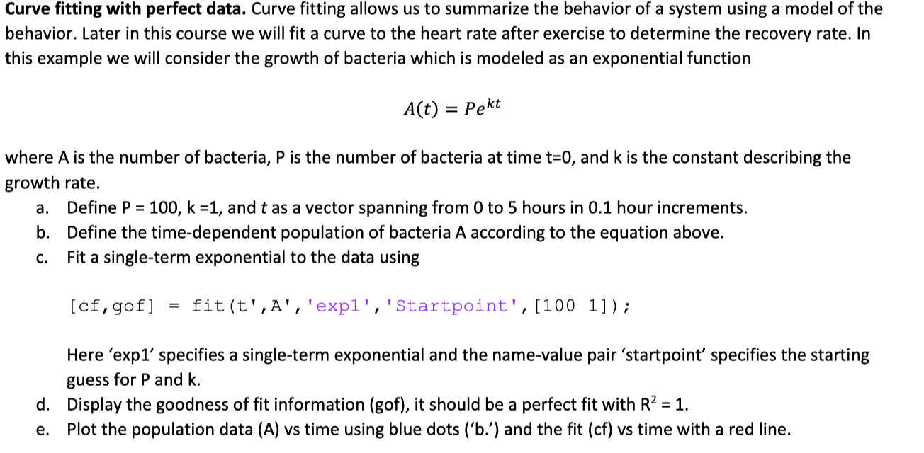 Solved Curve fitting with perfect data. Curve fitting allows | Chegg.com