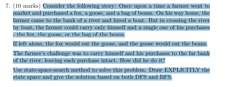 Solved 7. (10 ﻿marks) ﻿Consider the following story: Once | Chegg.com