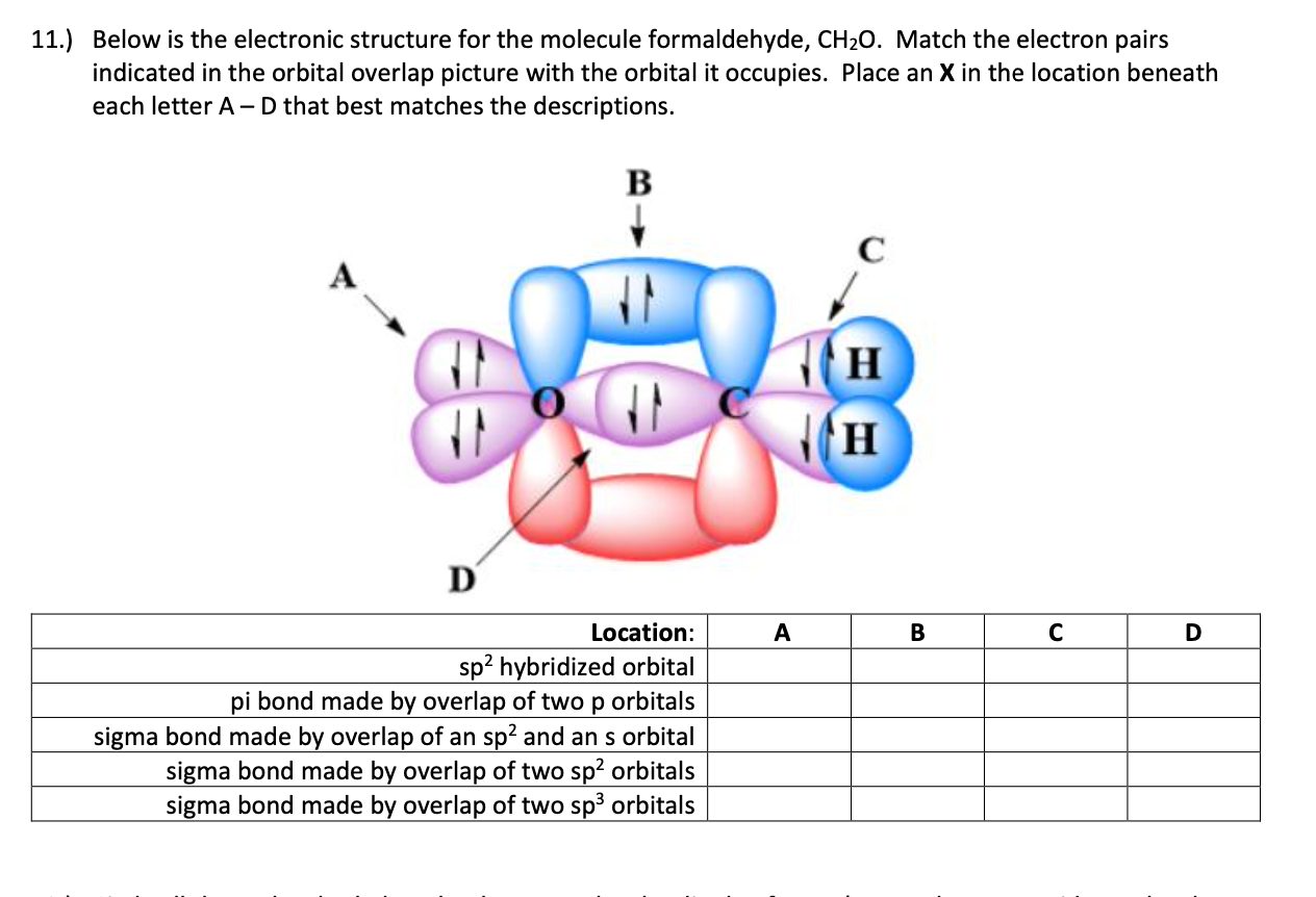 Solved 11.) Below is the electronic structure for the | Chegg.com