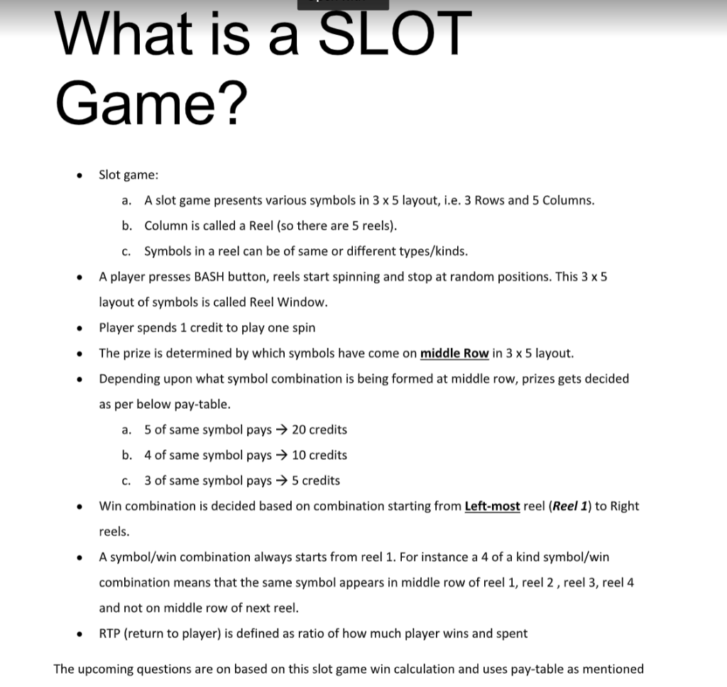 What is a SLOT Game? Slot game: a. A slot game | Chegg.com