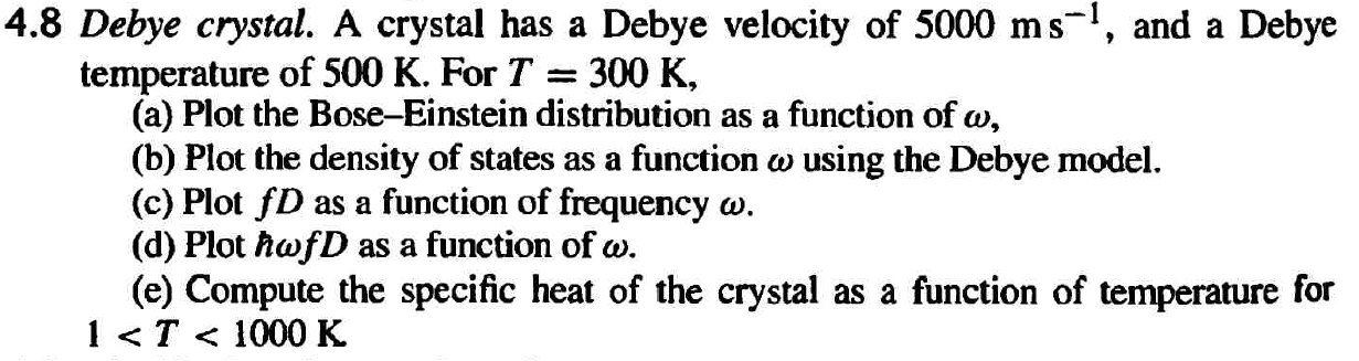 Solved a 4.8 Debye crystal. A crystal has a Debye velocity | Chegg.com
