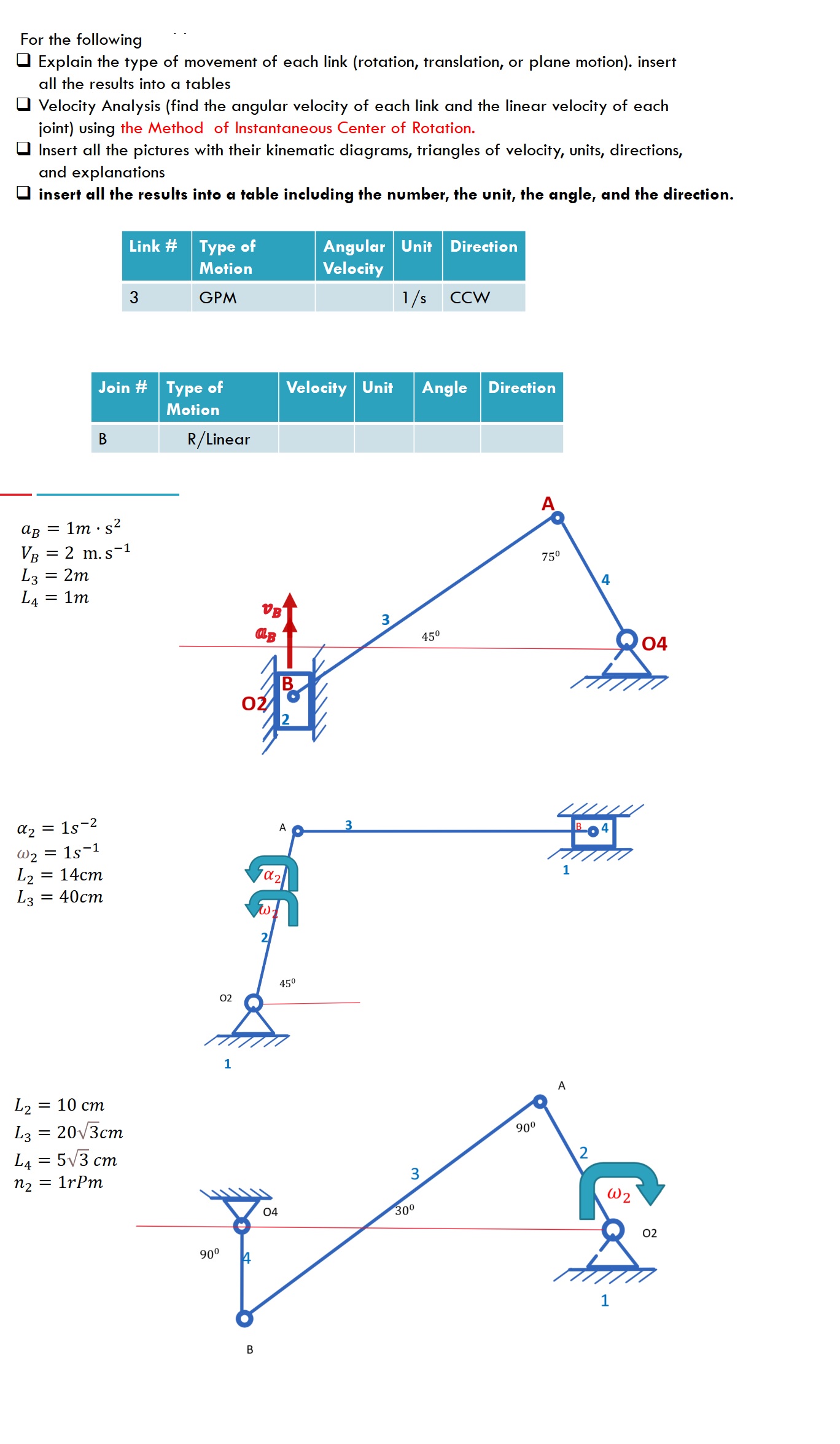 Solved For the following Explain the type of movement of | Chegg.com
