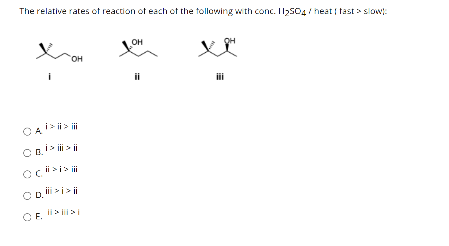 Solved The relative rates of reaction of each of the | Chegg.com