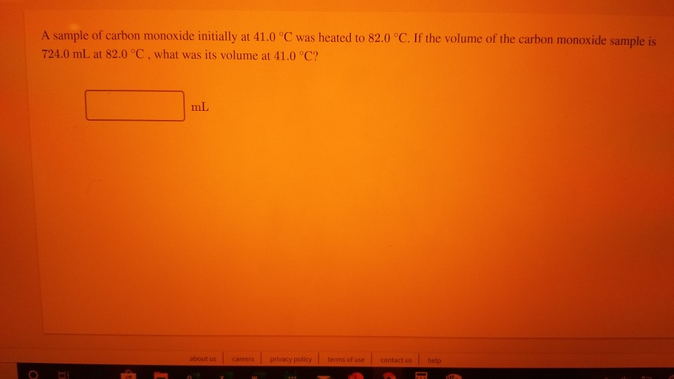 Solved A sample of carbon monoxide initially at 41.0 °C was | Chegg.com