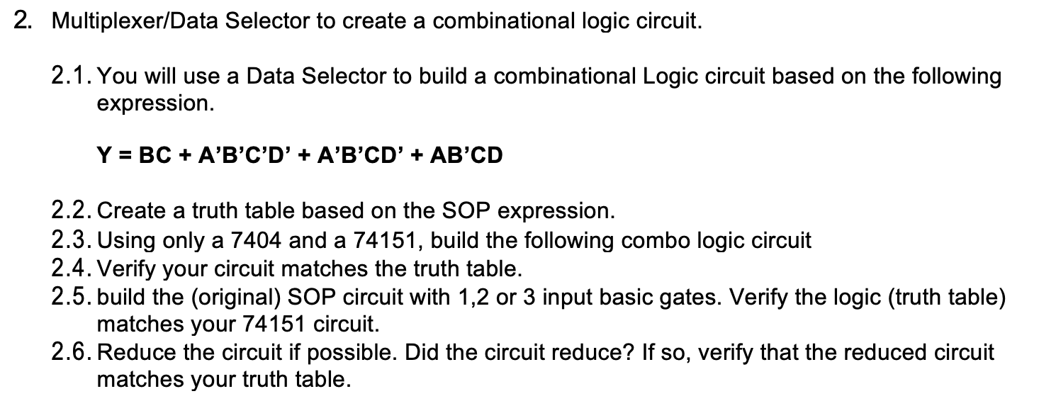 Solved 2. Multiplexer/Data Selector to create a | Chegg.com