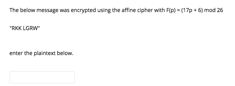 Solved The below message was encrypted using the affine | Chegg.com