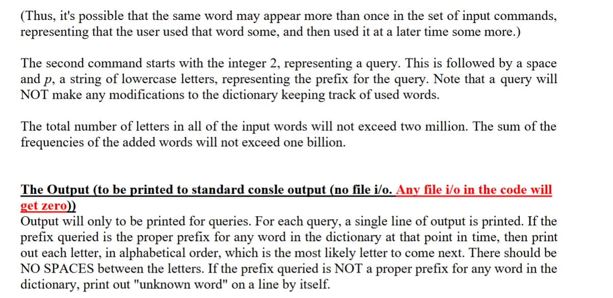 Solved The Problem Given a list of words being used and | Chegg.com