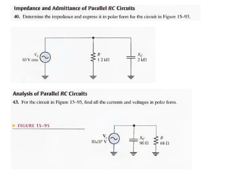 Solved Impedance and Admittance of Parallel RC Circuits 40. | Chegg.com