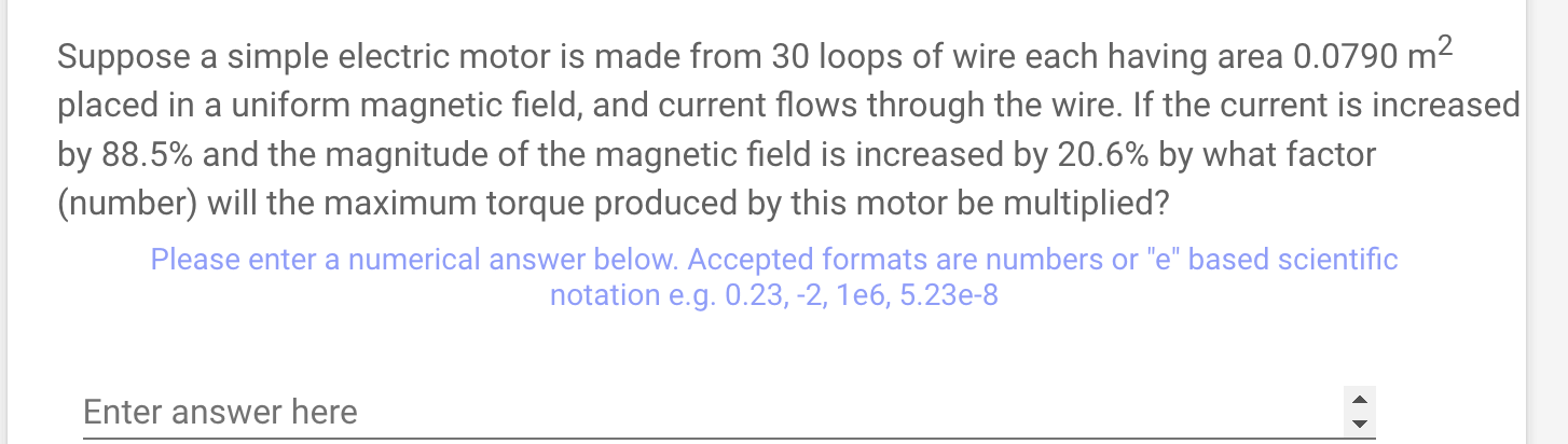 Solved Suppose a simple electric motor is made from 30 loops | Chegg.com