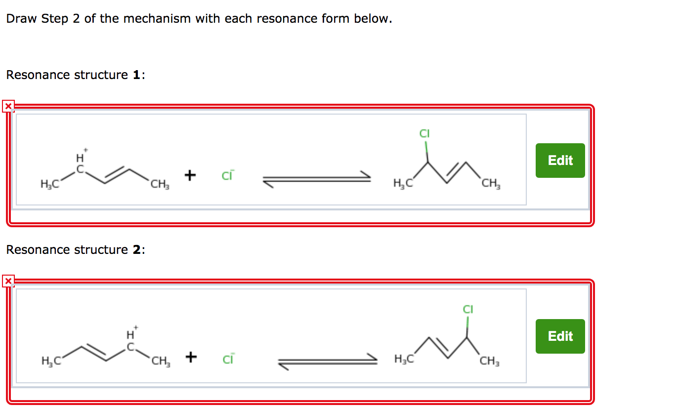 Solved Draw Step 2 of the mechanism with each resonance form | Chegg.com