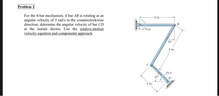 Solved Problem 1 For the 4-bar mechanism, if bar AB is | Chegg.com