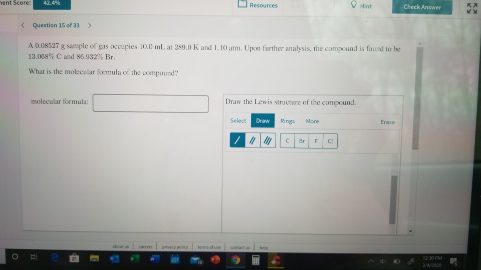 Solved lent Score: 42.4% Resources Hint Check Answer