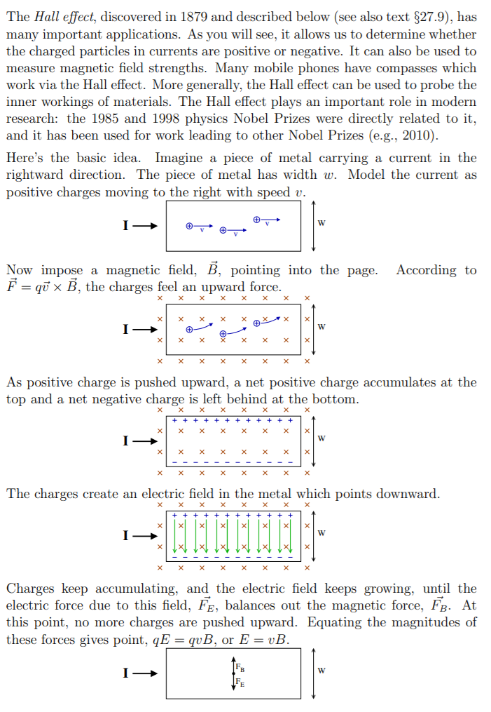 Solved The Hall effect, discovered in 1879 and described | Chegg.com
