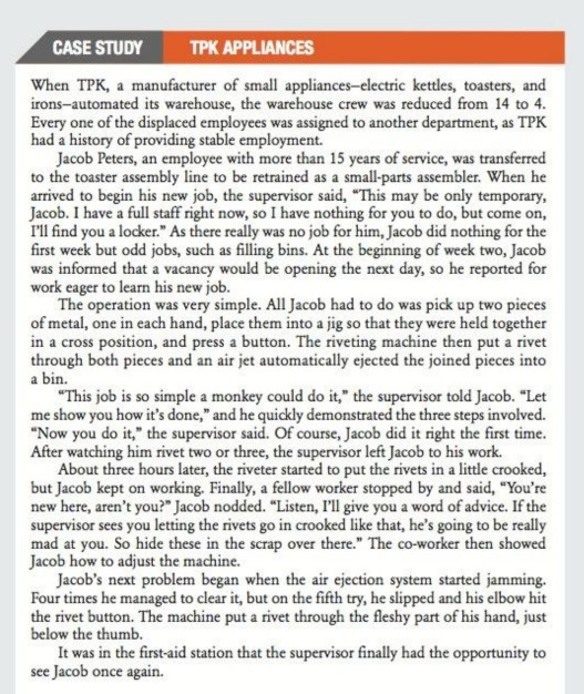 CASE STUDY TPK APPLIANCES When TPK, a manufacturer of | Chegg.com