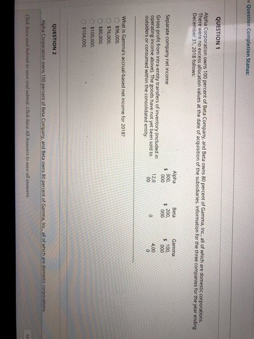 Solved Question Completion Status: QUESTION1 Alpha | Chegg.com