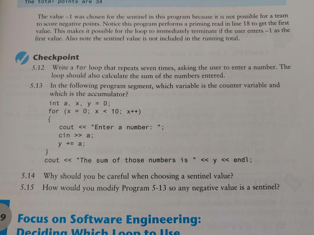 Solved The value -1 was chosen for the sentinel in this | Chegg.com