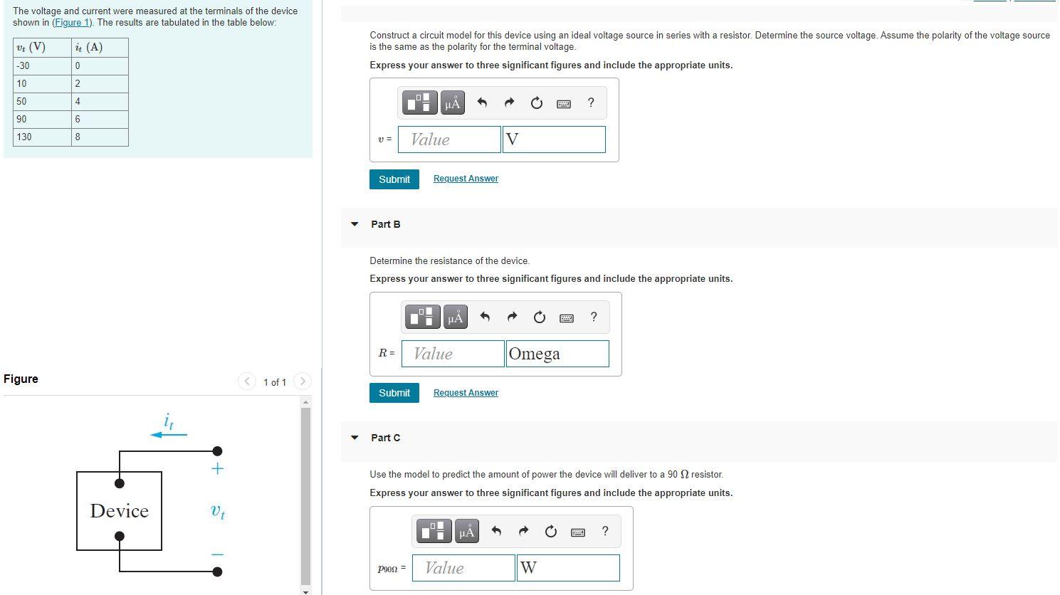 Solved The voltage and current were measured at the | Chegg.com