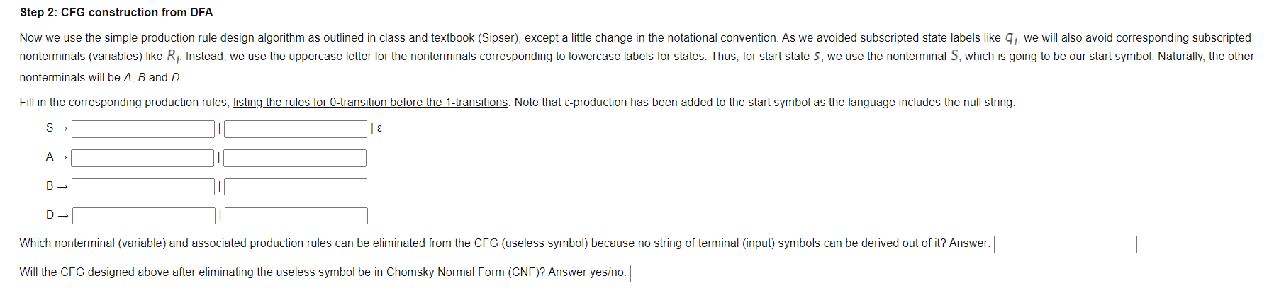 Step 2: CFG construction from DFA Now we use the | Chegg.com