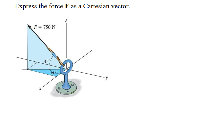 Solved Express the force F as a Cartesian vector. F = 750 N | Chegg.com