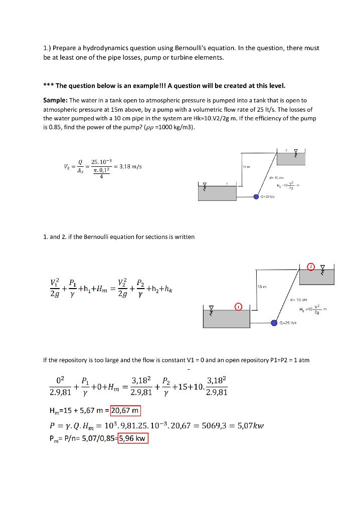 Solved 1.) Prepare a hydrodynamics question using | Chegg.com
