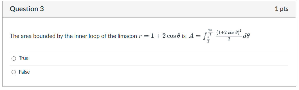 Solved Question 3 The area bounded by the inner loop of the | Chegg.com