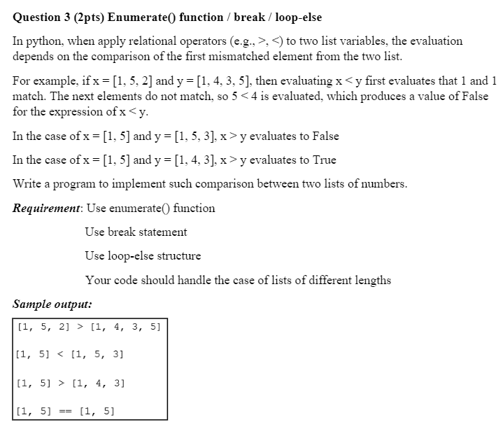Solved In python, when apply relational operators(e.g., >, | Chegg.com