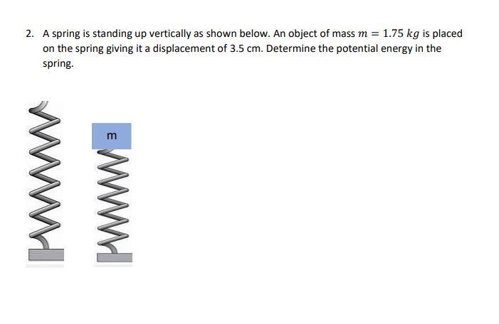 Solved 2. A spring is standing up vertically as shown below. | Chegg.com