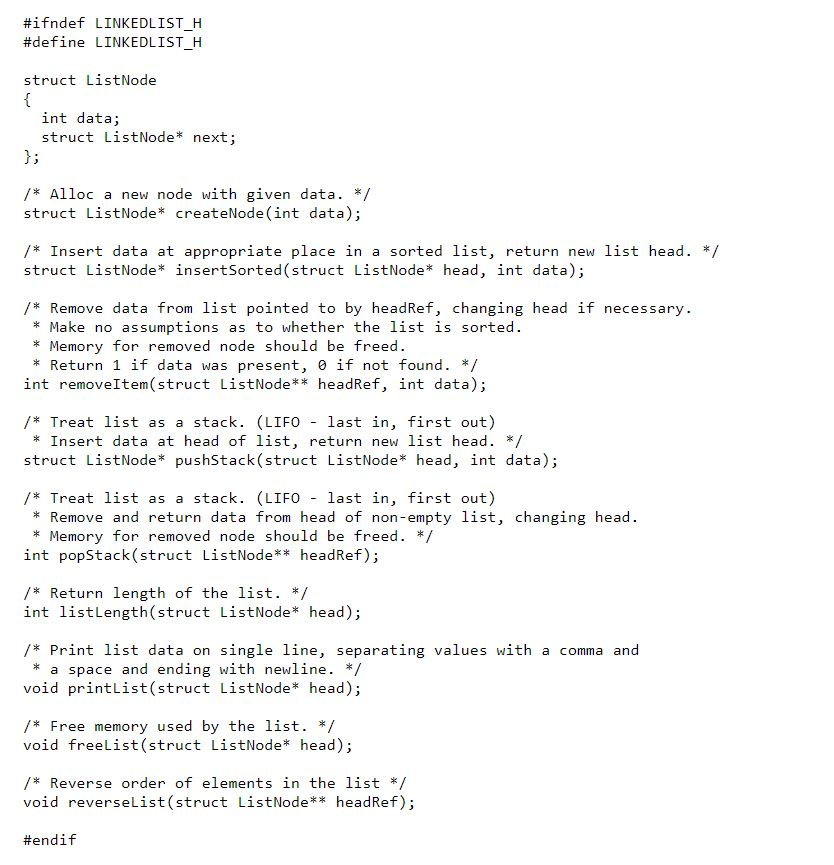 This is a header file named linkedlist.h. | Chegg.com