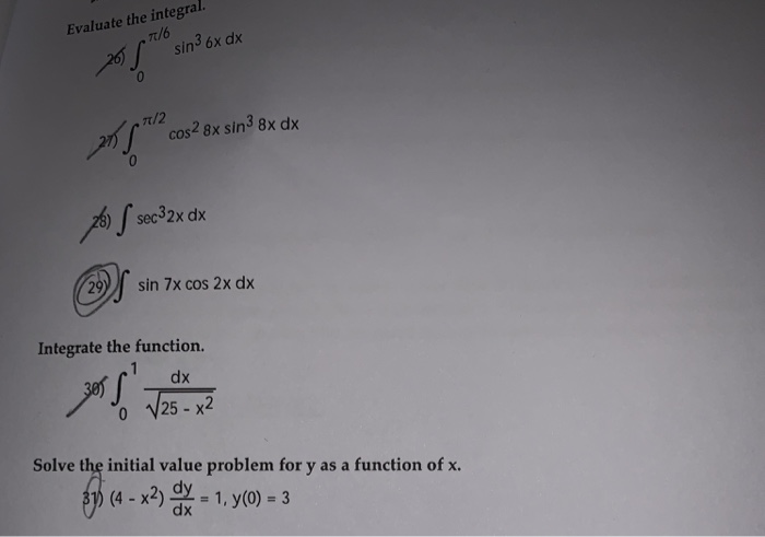 Solved Evaluate the integral. t/6 sin3 6x dx π/2 cos2 8x | Chegg.com
