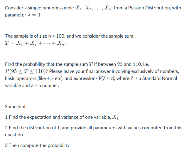 Solved Consider a simple random sample X1,X2,…,Xn, from a | Chegg.com