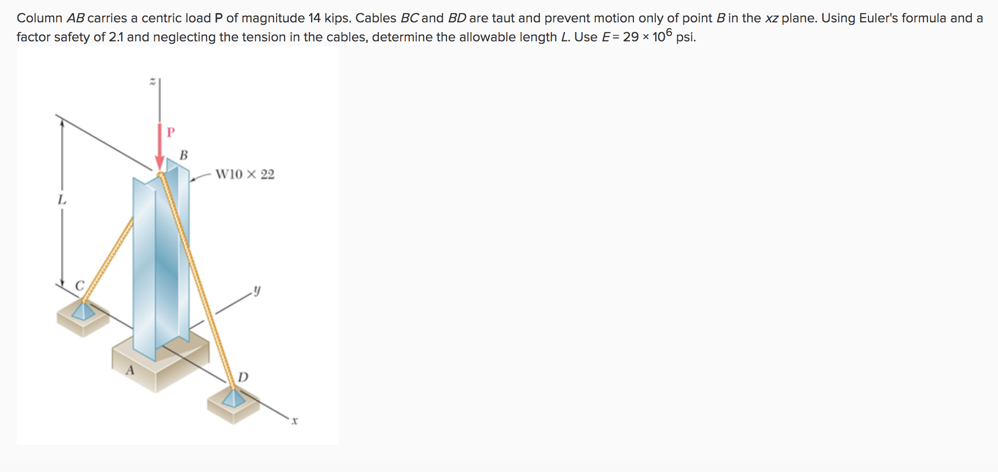Answered: Column AB carries a centric load P of magnitude 1 Answered: Column AB carries a centric load P of magnitude 1