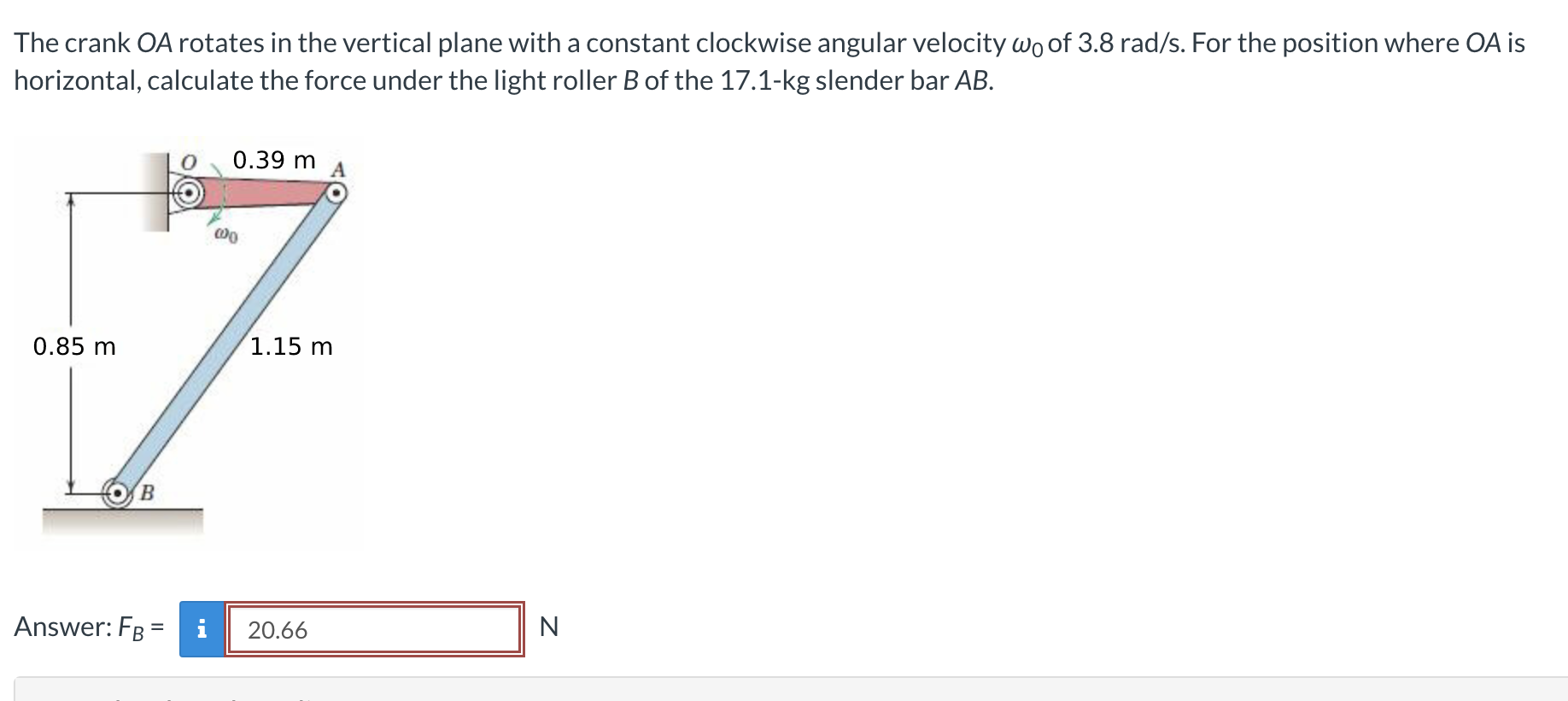 Solved The crank OA rotates in the vertical plane with a | Chegg.com