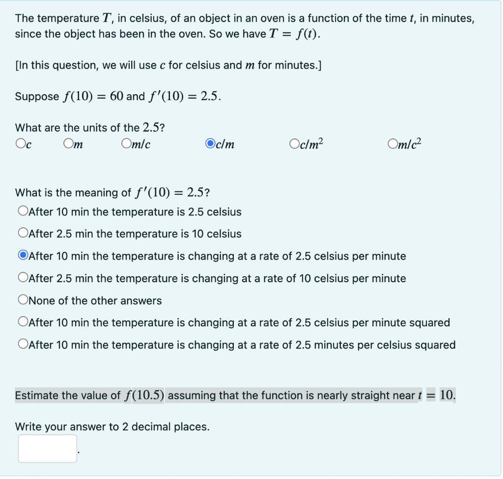 Solved The temperature T, in celsius, of an object in an | Chegg.com