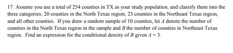 Solved 17. Assume you use a total of 254 counties in TX as | Chegg.com