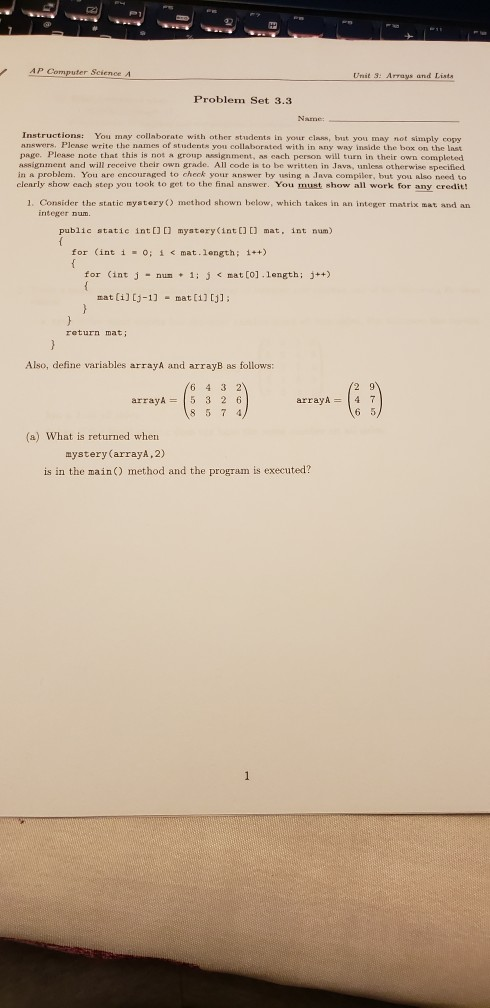 Solved / AIP Science A Urit S: A and Lists Problem Set 3.3 | Chegg.com