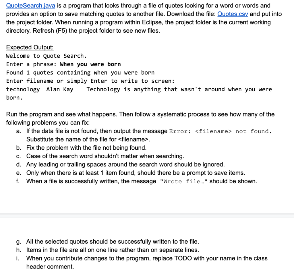 Computer Science help! - File Input/Output (java | Chegg.com
