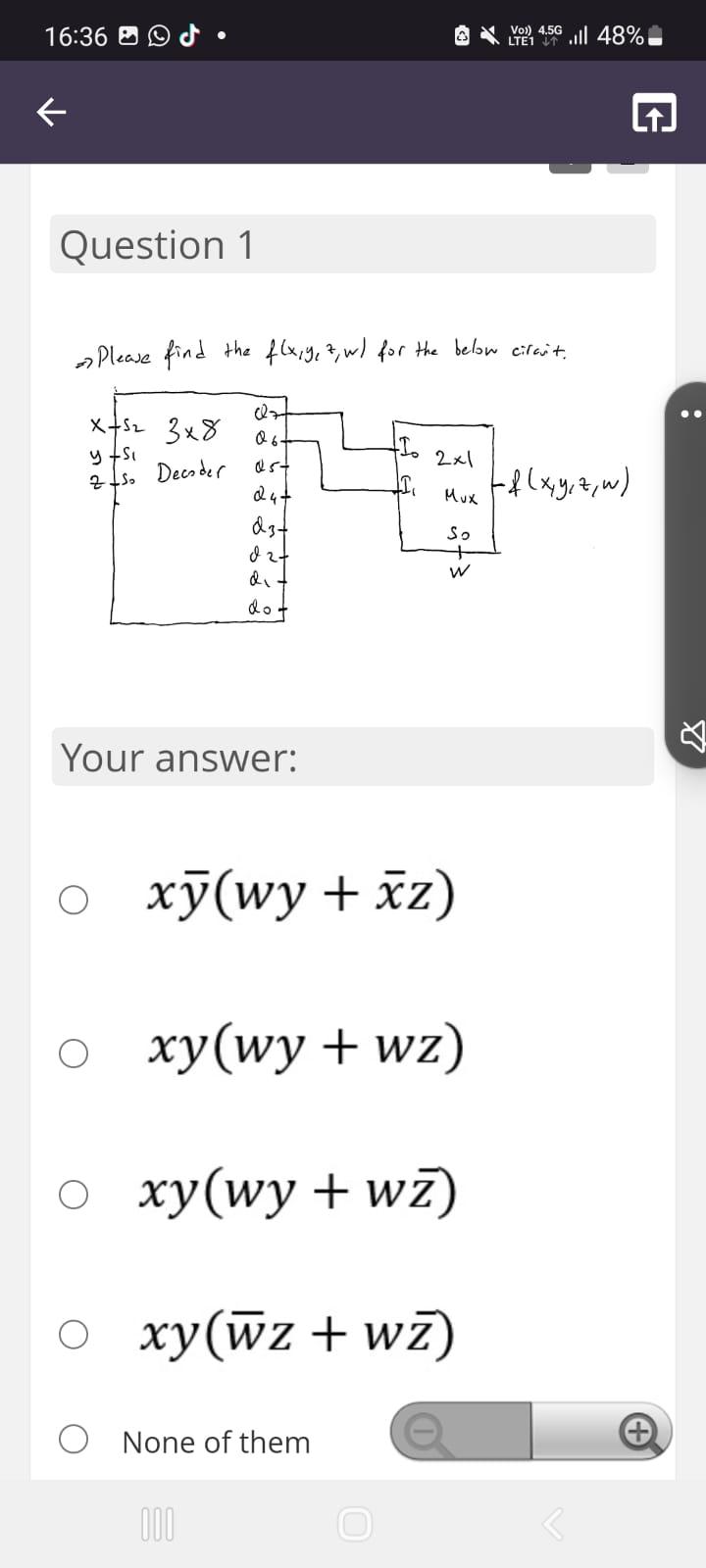 Solved Vo) 4.5G 16:36 O Question 1 Please find the f(x, y, | Chegg.com