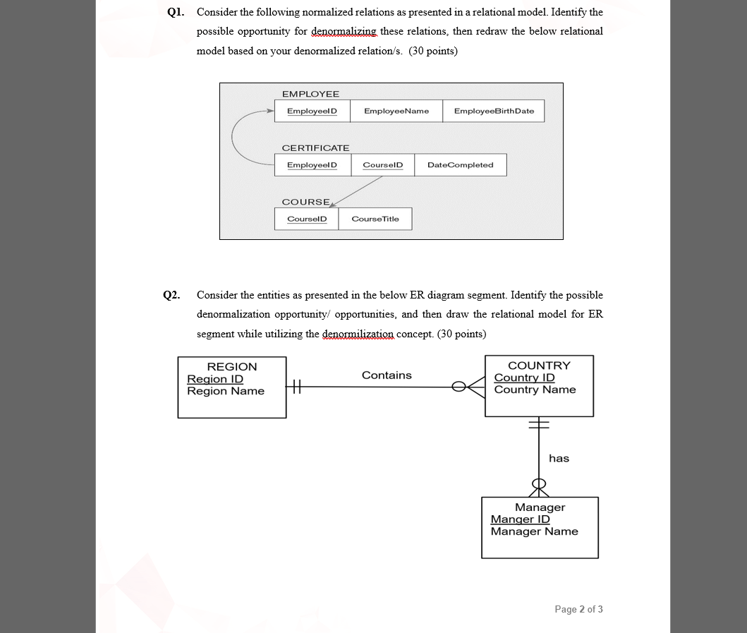 Solved Q1. Consider the following normalized relations as | Chegg.com