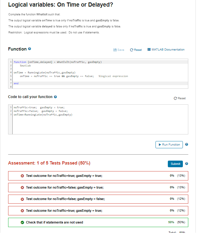 Solved Write the code that passes the tests in Matlab. Note | Chegg.com