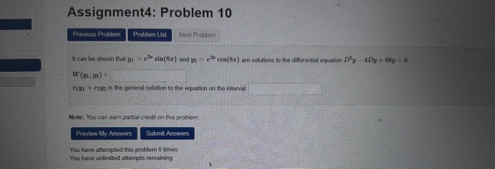 Solved Assignment4: Problem 10 Previous Problem Problem List | Chegg.com