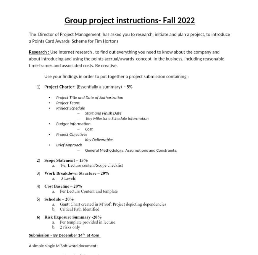 Solved A project is given to us about Tim Horton's | Chegg.com