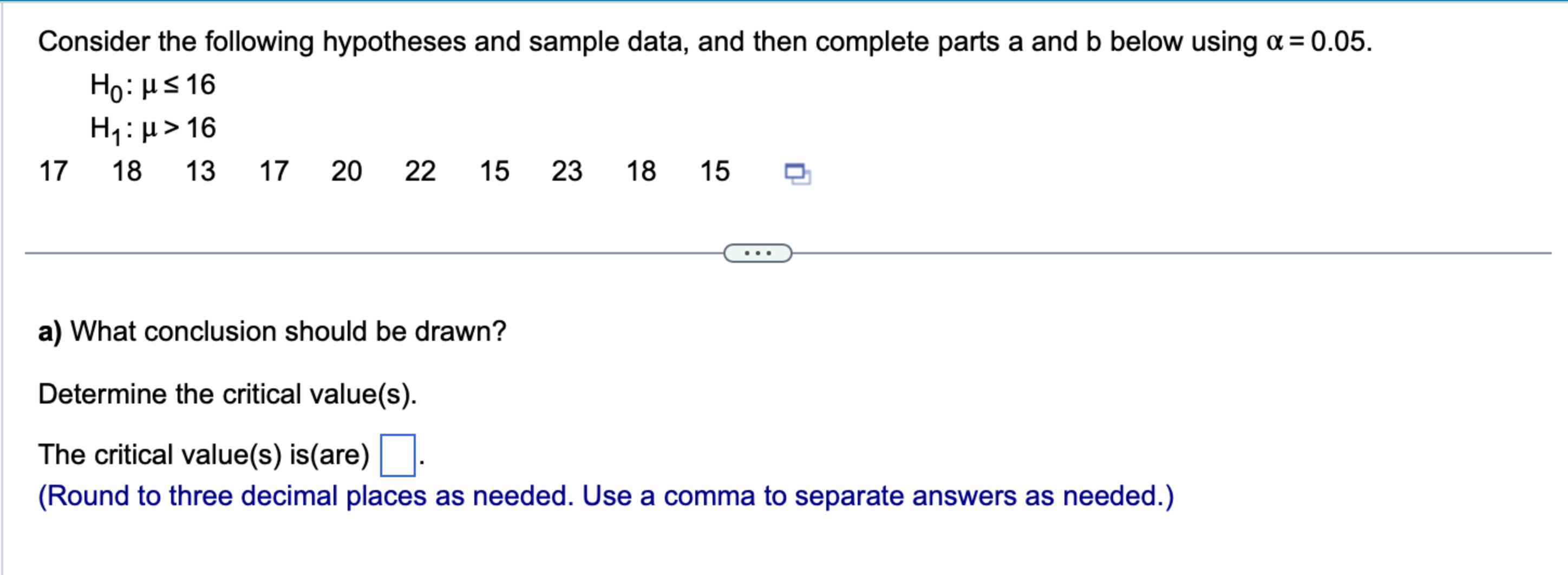 Solved Consider the following hypotheses and sample data, | Chegg.com