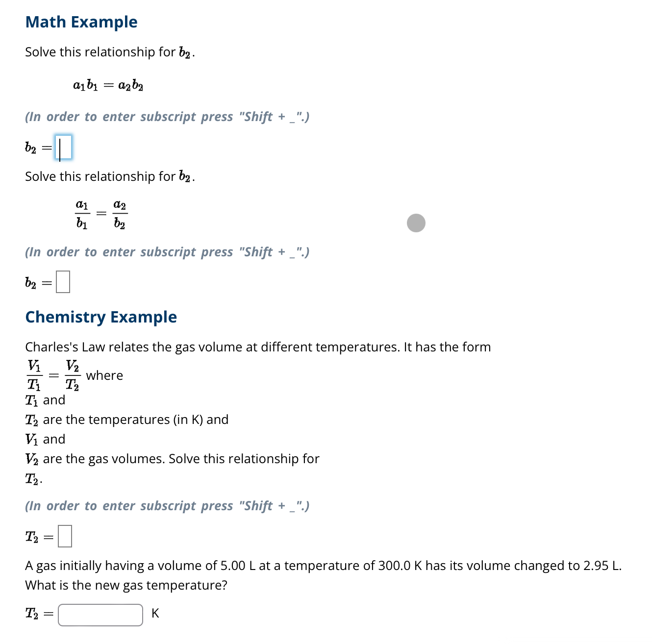 Solved Math Example Solve this relationship for b2. | Chegg.com