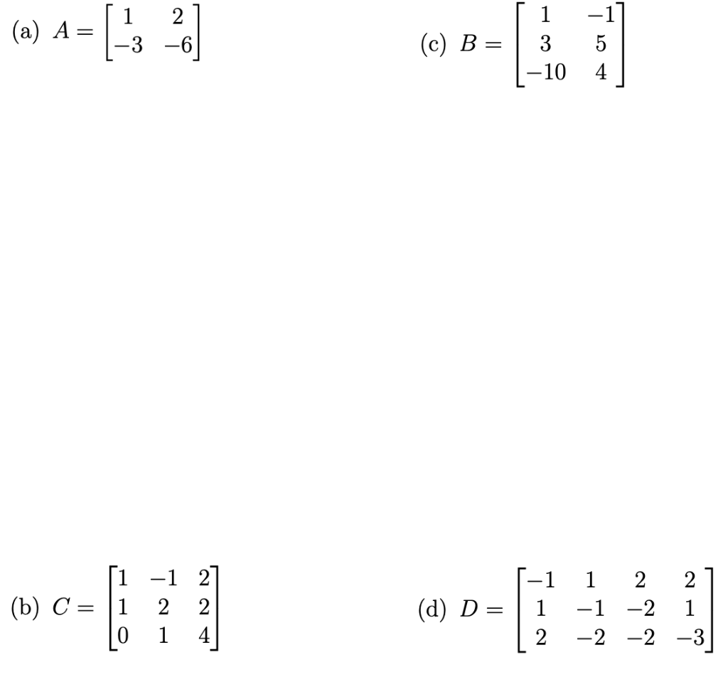 Solved 4. Describe the column space, row space, null space | Chegg.com
