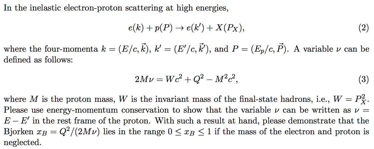 Solved In the inelastic electron-proton scattering at high | Chegg.com