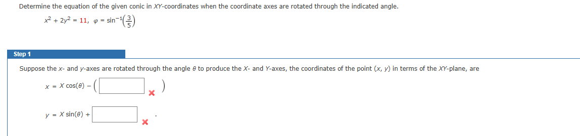 Solved Determine the equation of ﻿the given conic | Chegg.com