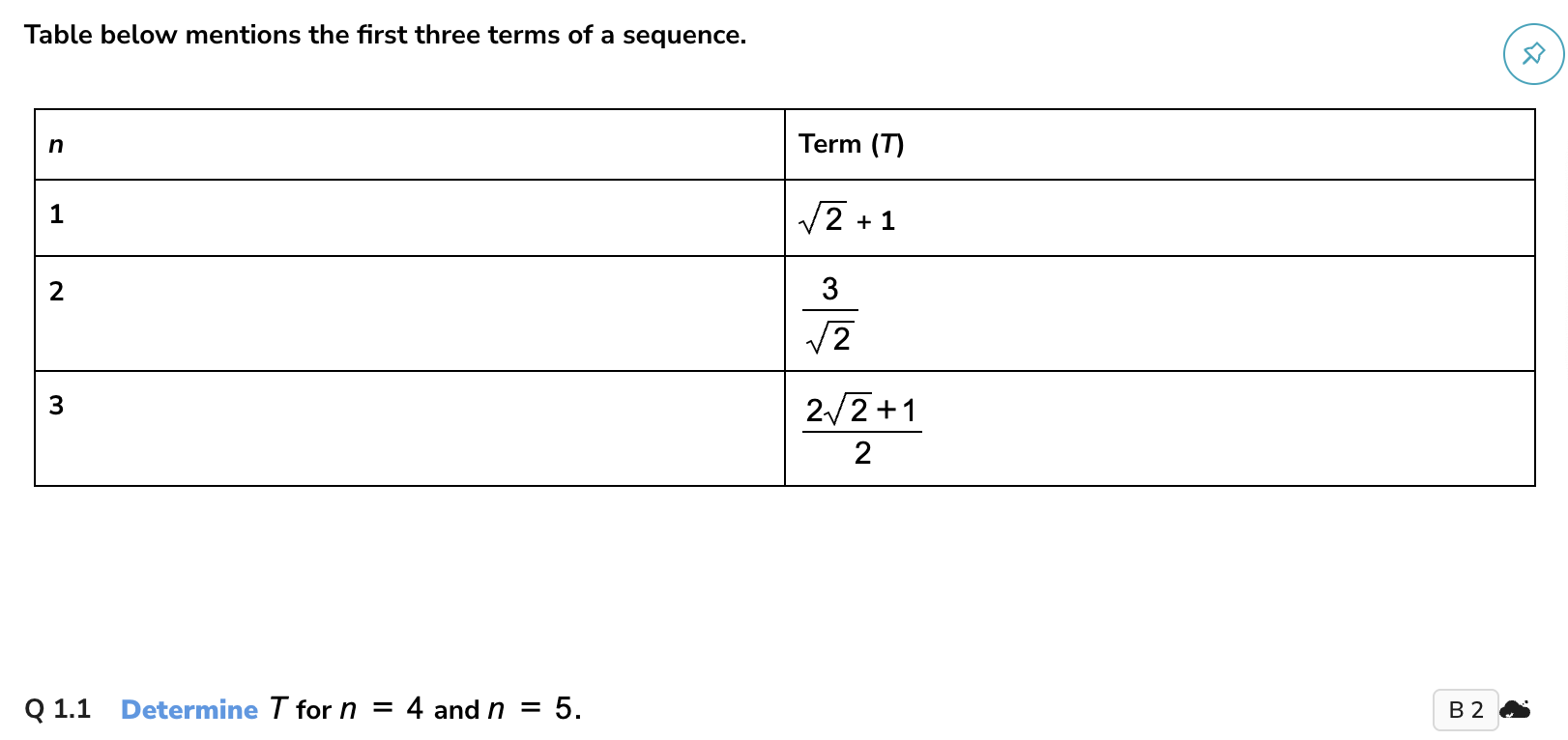 Solved Table below mentions the first three terms of ﻿a | Chegg.com
