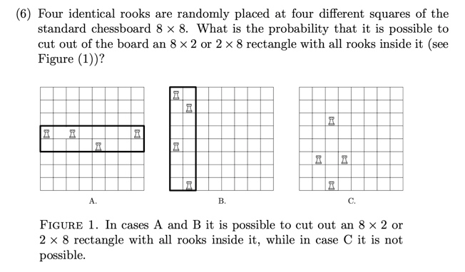 Solved (6) Four identical rooks are randomly placed at four | Chegg.com