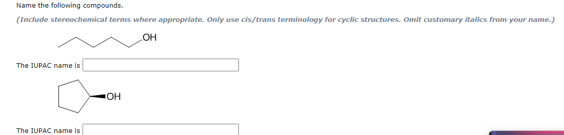 Solved Name the following compounds. (Include stereochemical | Chegg.com
