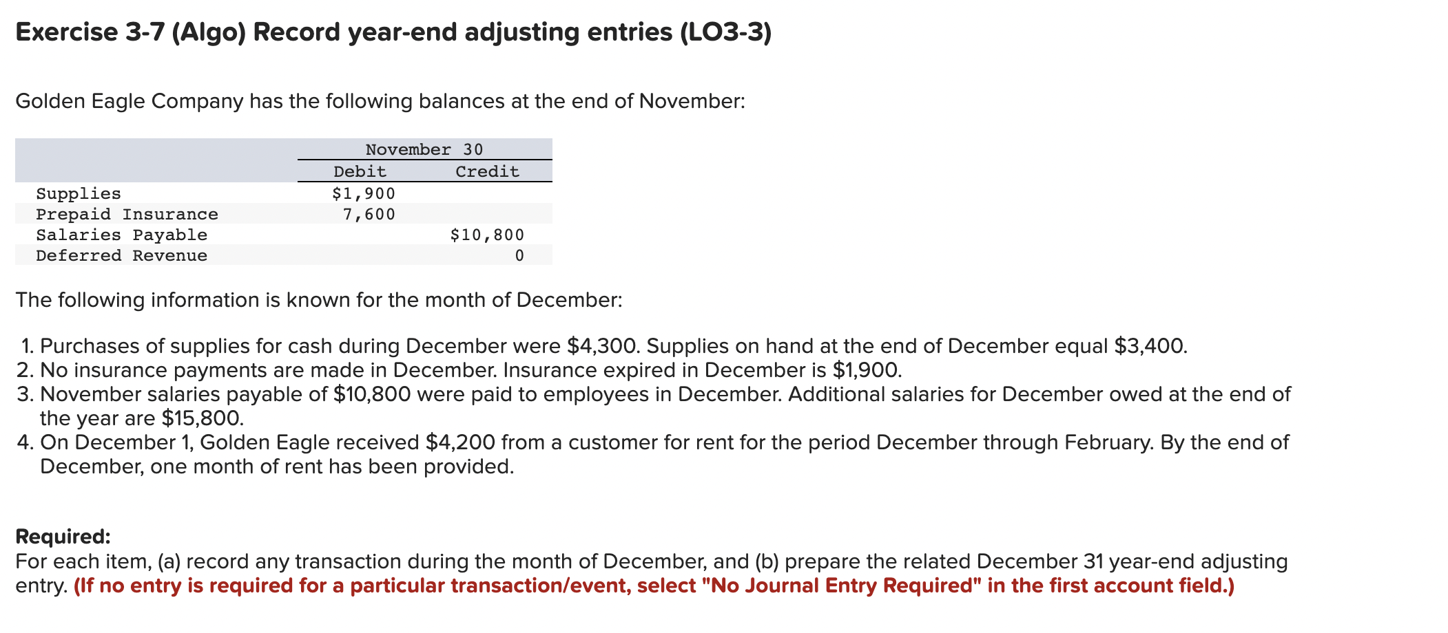 Solved Exercise 3-7 (Algo) Record year-end adjusting entries | Chegg.com